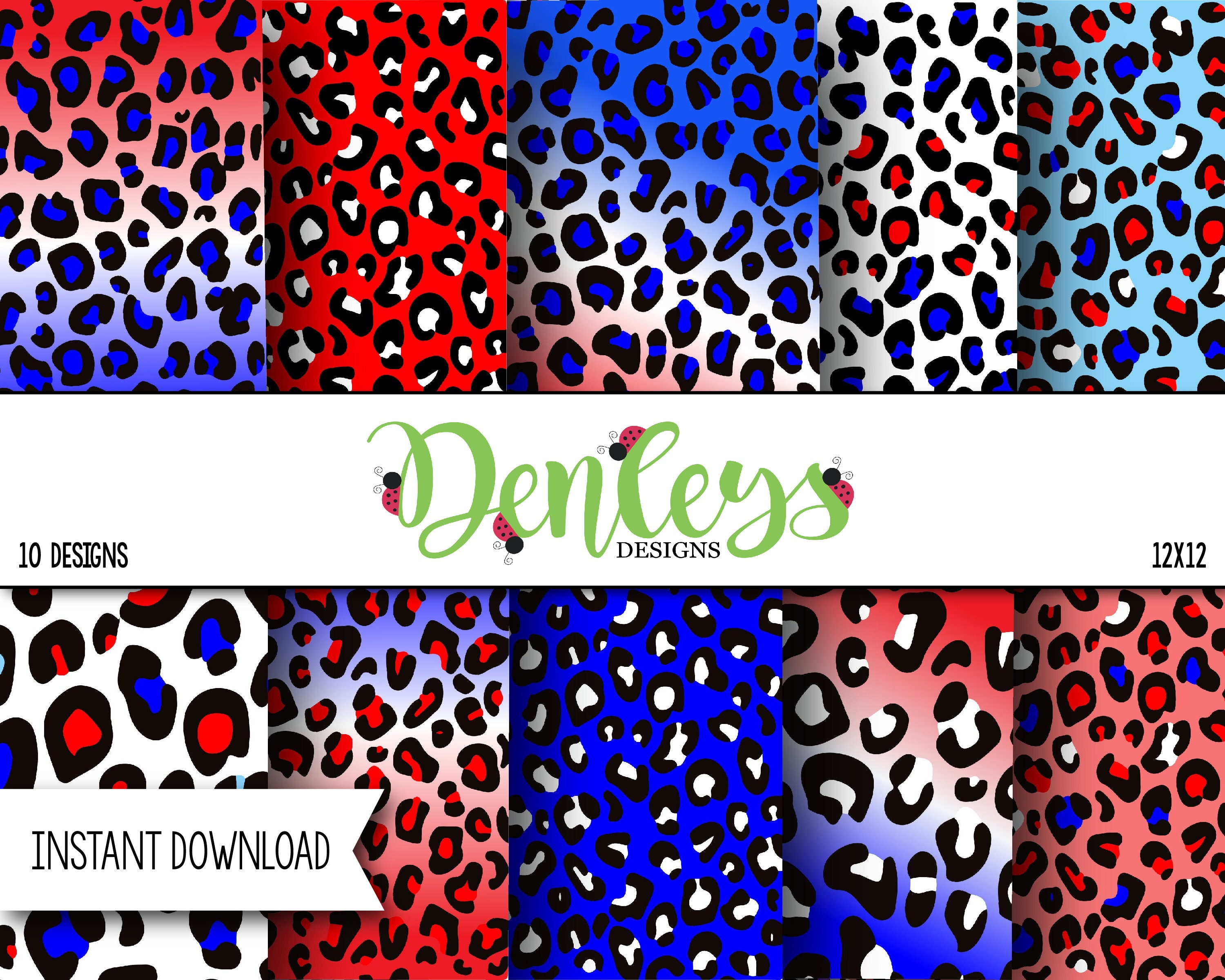 INSTANT DOWNLOAD: Patriotic Leopard Print Digital Paper 12x12 - Etsy