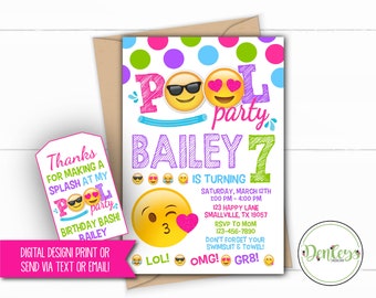 Emoji Birthday Invitation Emoji Themed Party Invitations - Etsy