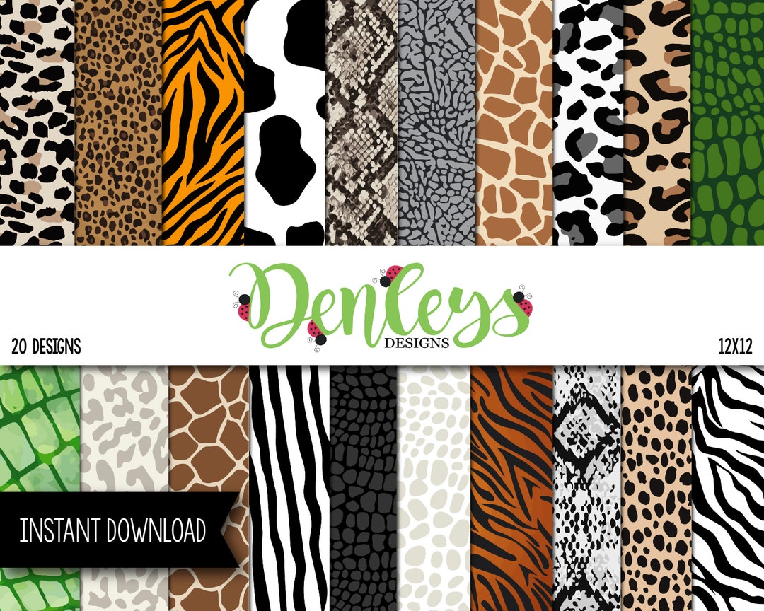 INSTANT DOWNLOAD: Animal Print Digital Paper, Scrapbook Paper, 12x12 ...