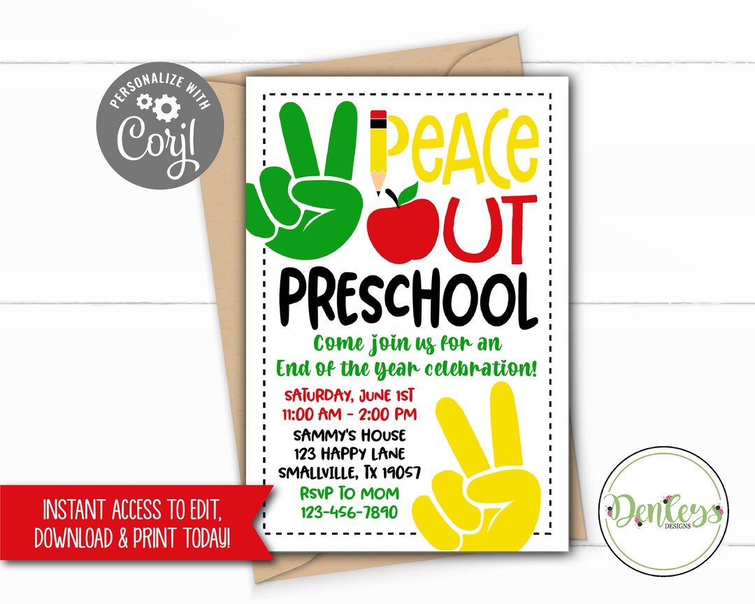 ANY GRADE: Peace Out Preschool, End of the School Year Celebration ...