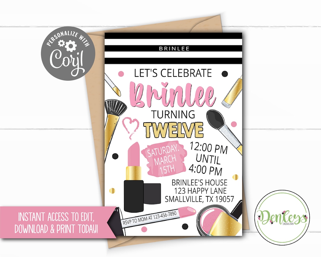 Make up Invitation Make up Party Makeup Makeup Invitation Blush Eye ...