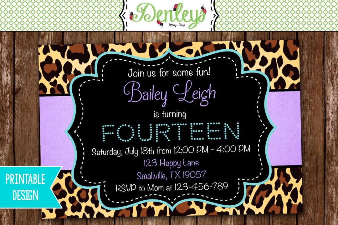 Leopard Print Invitation, Animal Print Invitation, Sweet 16 Invitation ...