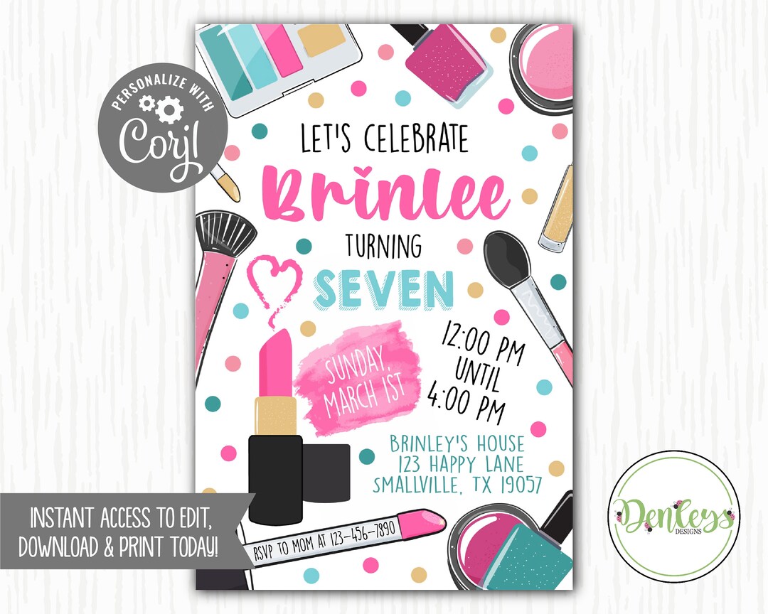 Make up Invitation Make up Party Makeup Makeup Invitation - Etsy