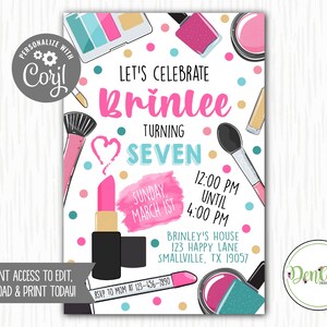 Make up Invitation Make up Party Makeup Makeup Invitation - Etsy