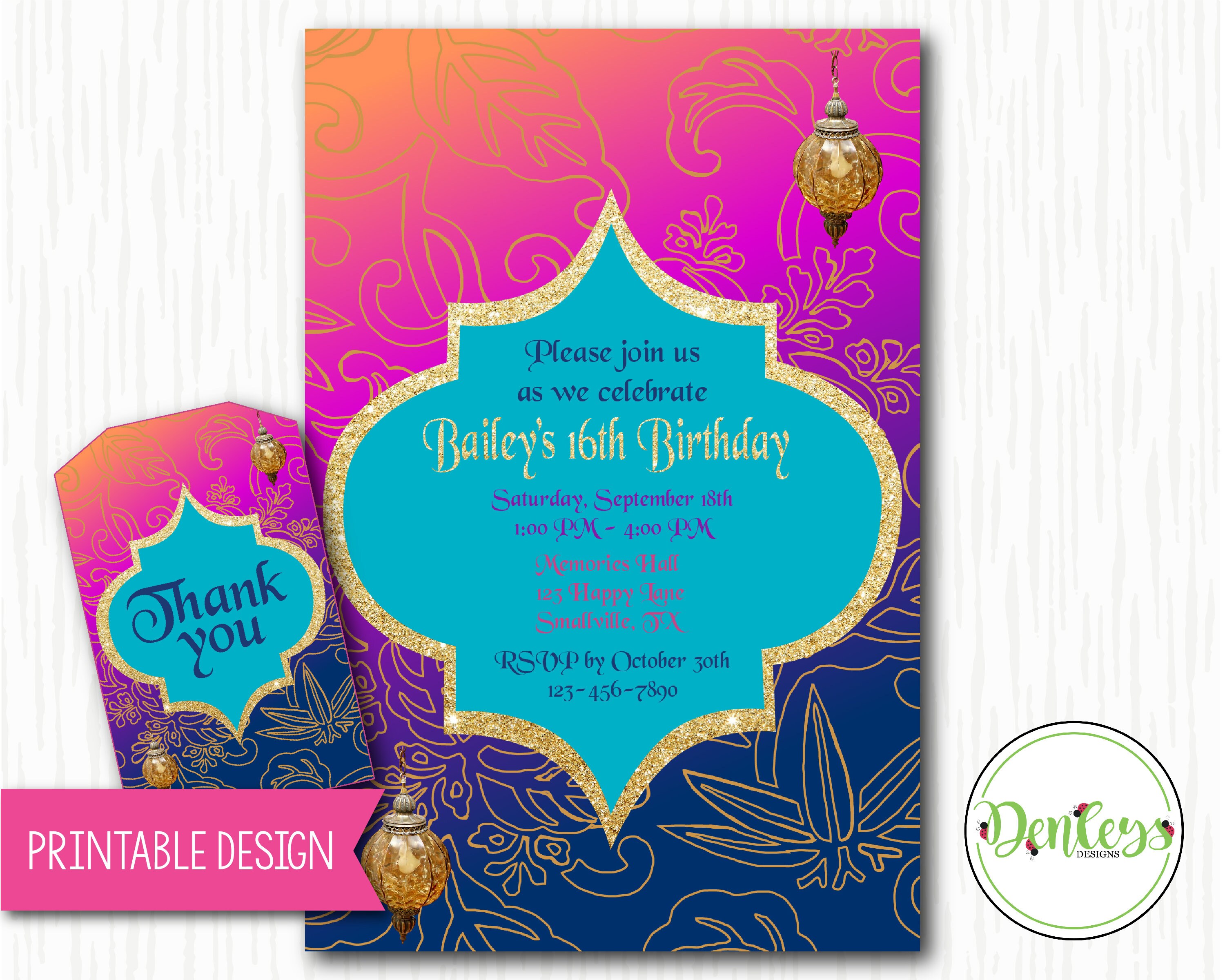 Arabian Nights Theme Party Invitations