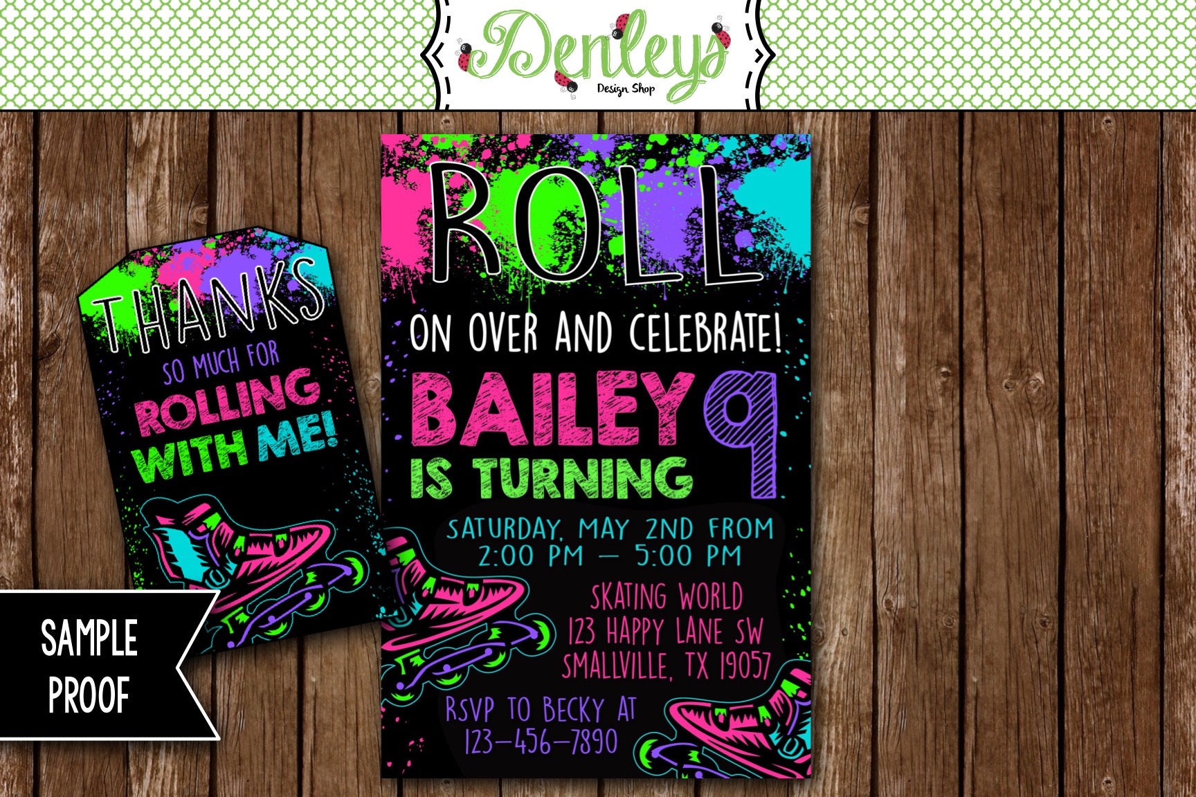 Rollerblade Skating Invitation Roller Blade Rollerblading | Etsy