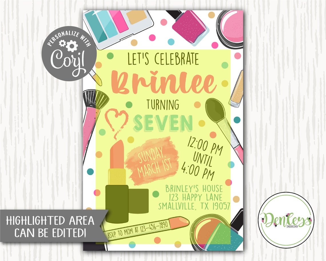Make up Invitation Make up Party Makeup Makeup Invitation - Etsy