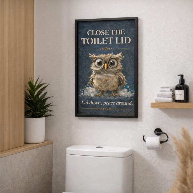 Toilet Wall Art, Funny Owl Bathroom Rules Sign, Bathroom Decor - Etsy