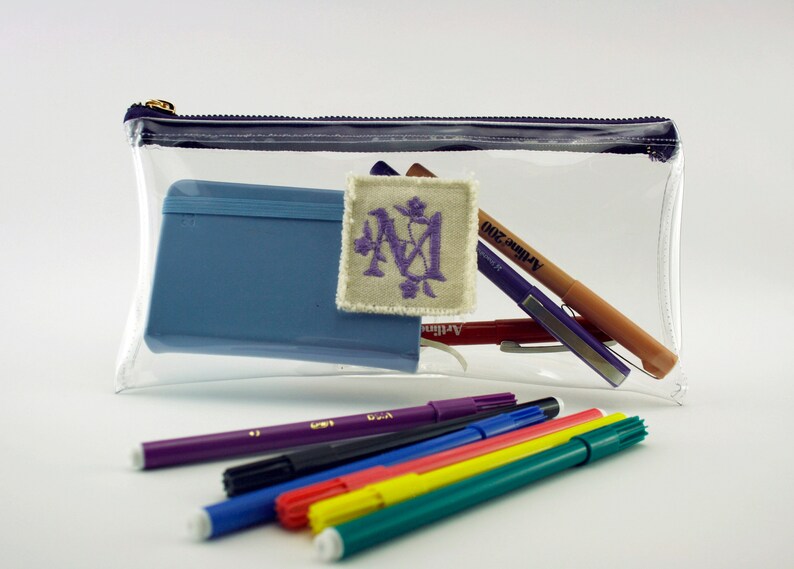 Personalized Clear Zipper Pouch, Monogram Embroidered Clutch ...
