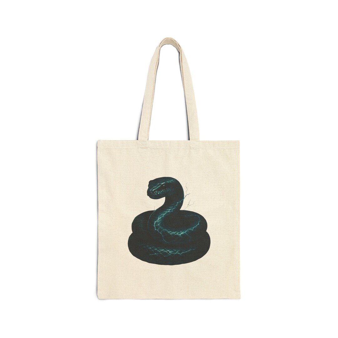 Coiled Black Snake Tote Bag | Cotton Canvas Eco Shopper - Etsy