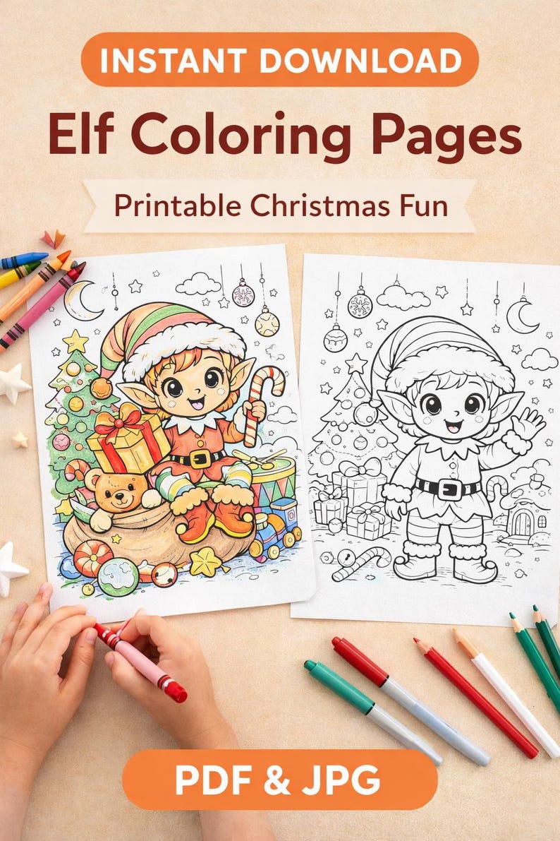 Elf Coloring Pages for Kids | Cute Christmas Elf Coloring Sheets ...