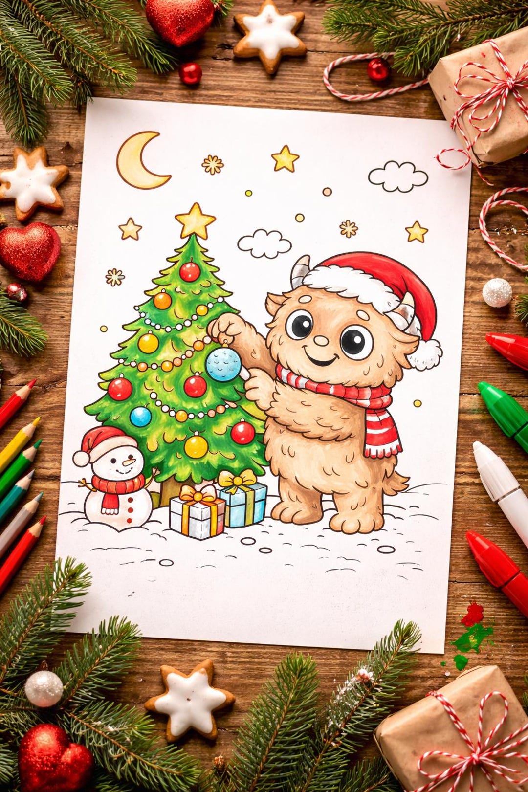 Christmas Monster Coloring Page for Kids – Coloring Activities ...