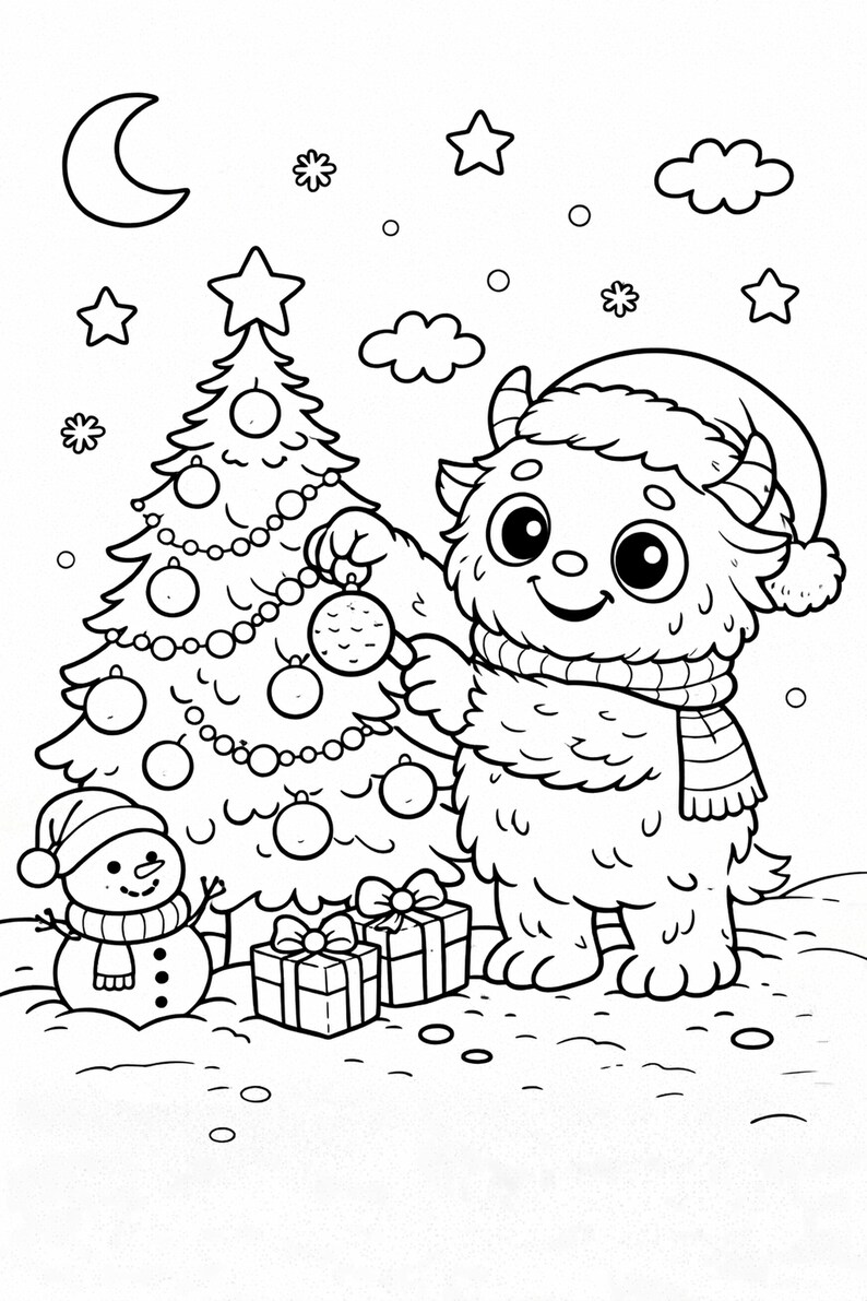 Christmas Monster Coloring Page for Kids – Coloring Activities ...
