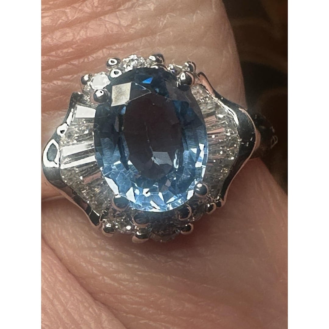 Round Blue Topaz Ring Sterling Silver Size 7 - Etsy