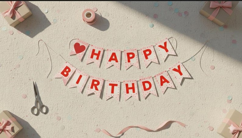 Editable Birthday Bunting Banner, Canva Party Garland Template (digital ...