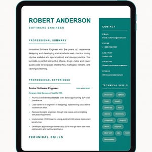 Modern Resume Template | Professional CV | Clean iPad Mockup | Word ...