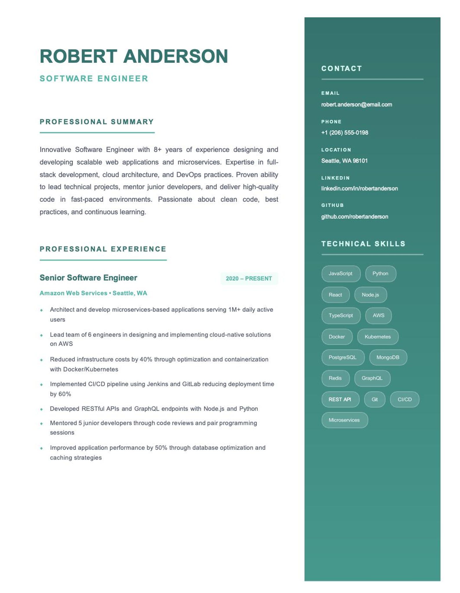 Modern Resume Template | Professional CV | Clean iPad Mockup | Word ...