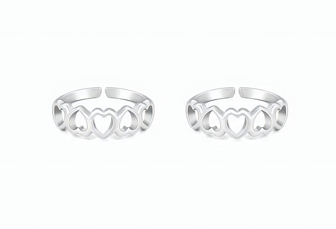 Sterling Silver Heart Toe Ring, Adjustable Beach Foot Jewelry - Etsy