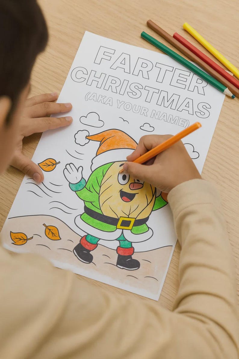 Funny Christmas Colouring Card for Kids – Editable Name, Printable PDF ...