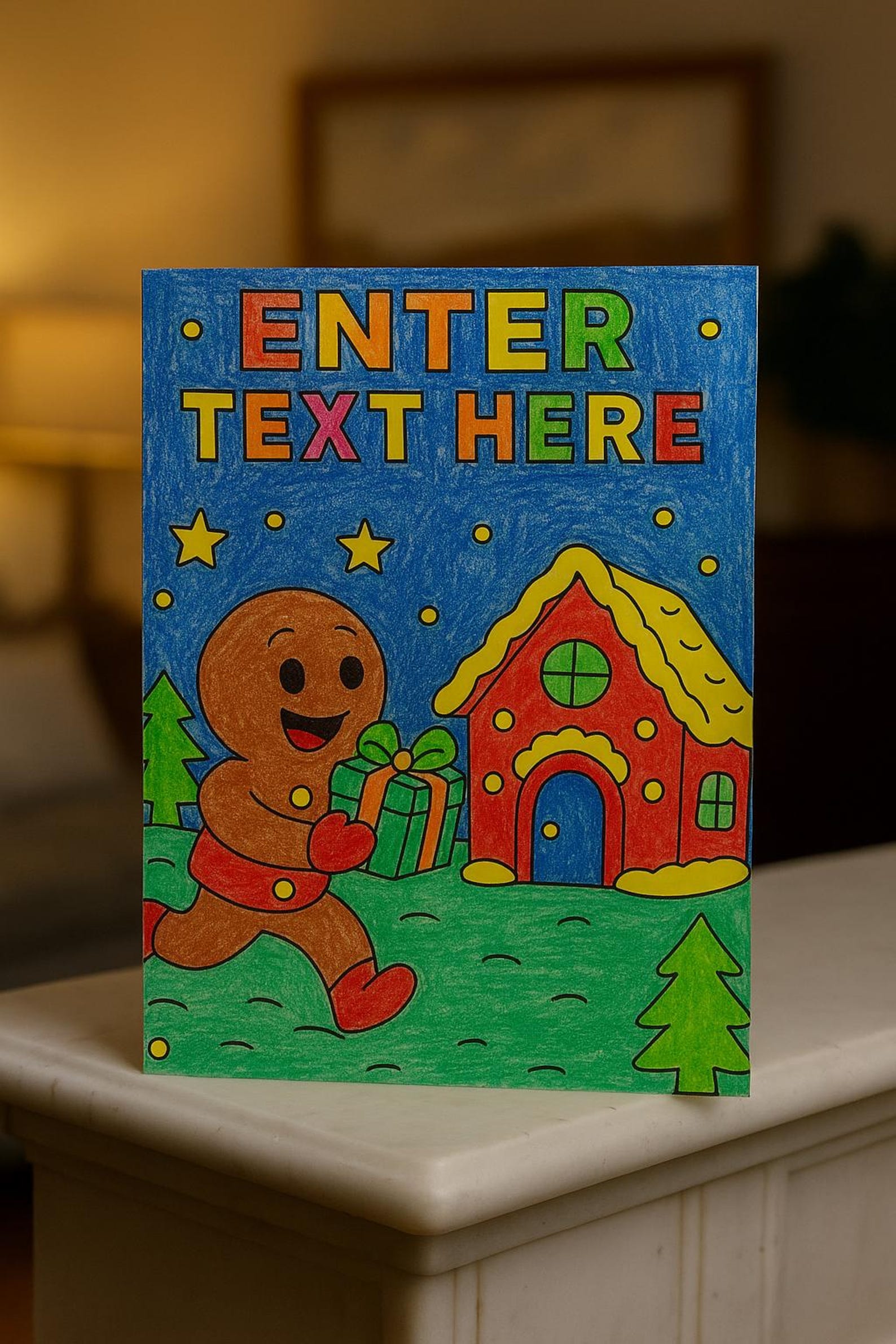 Editable Christmas Colouring Card for Kids – Gingerbread Man (digital ...