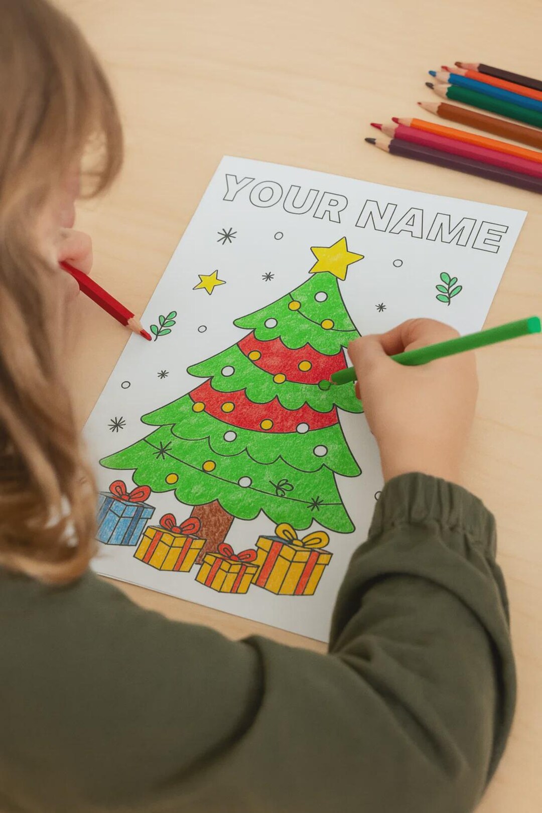 Editable Christmas Tree Colouring Card for Kids (digital Download) - Etsy