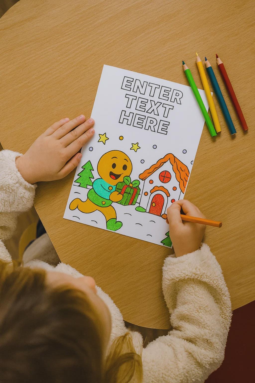 Editable Christmas Colouring Card for Kids – Gingerbread Man (digital ...
