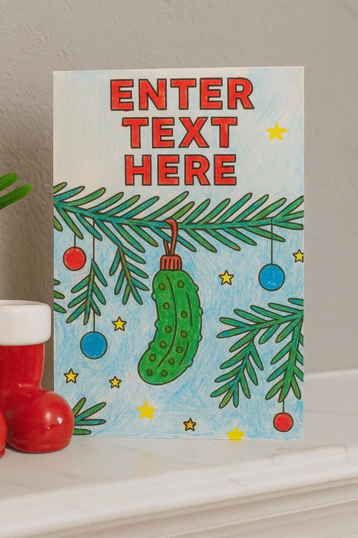 Editable Christmas Pickle Colouring Card – Printable PDF, Kids Activity ...