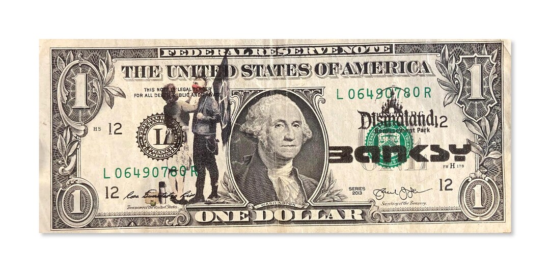 Banksy Dismaland Mum & Anarchist Dollar Bill Art 2015 Stencil Spray ...