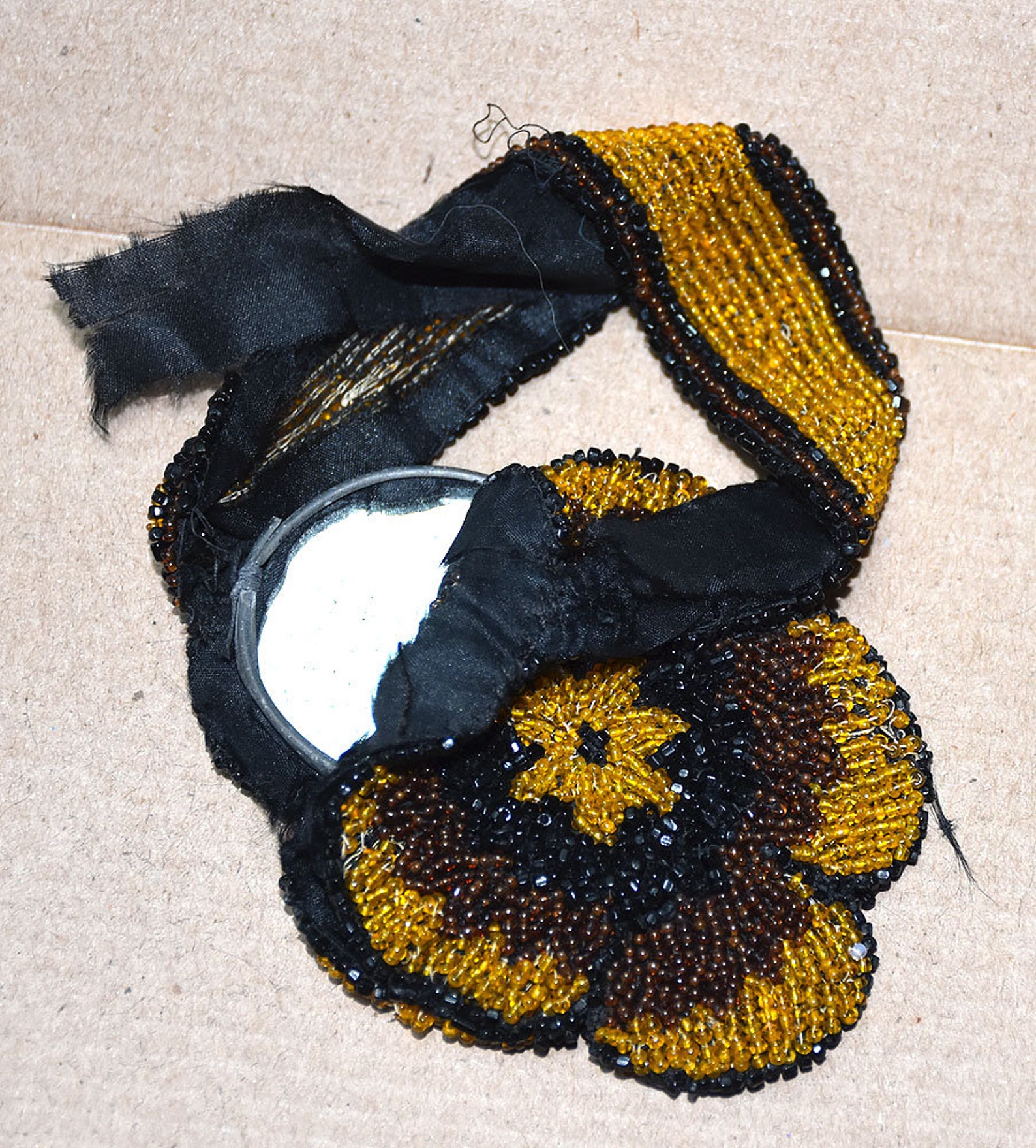 Antique Victorian Beaded Purse With Original Mirror - Etsy