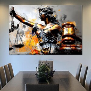 Lady Justice and Gavel Wall Art – Minimal Legal Symbol Illustration ...