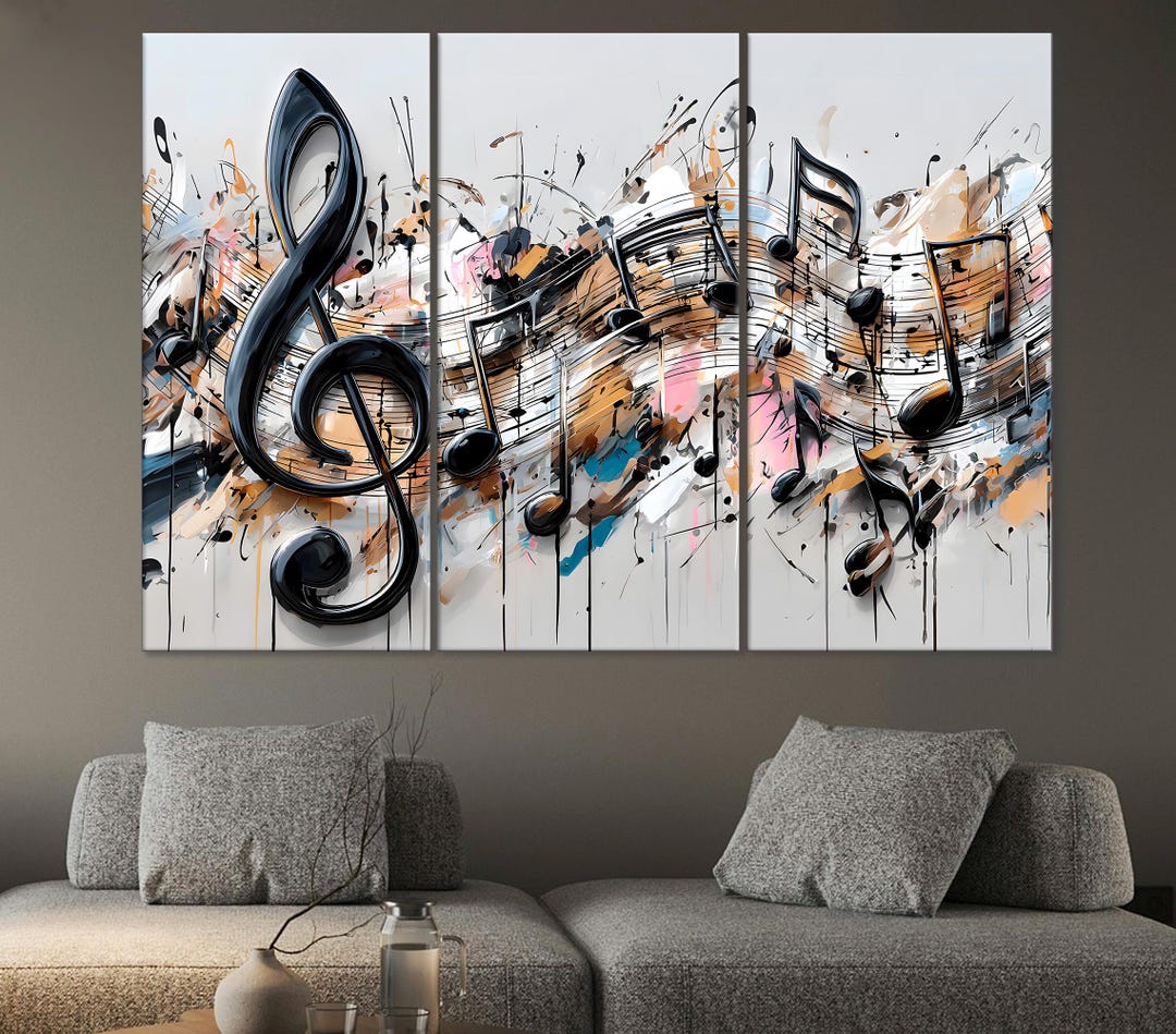 Music Notes Wall Art – Minimal Classic Illustration, Elegant Sound ...