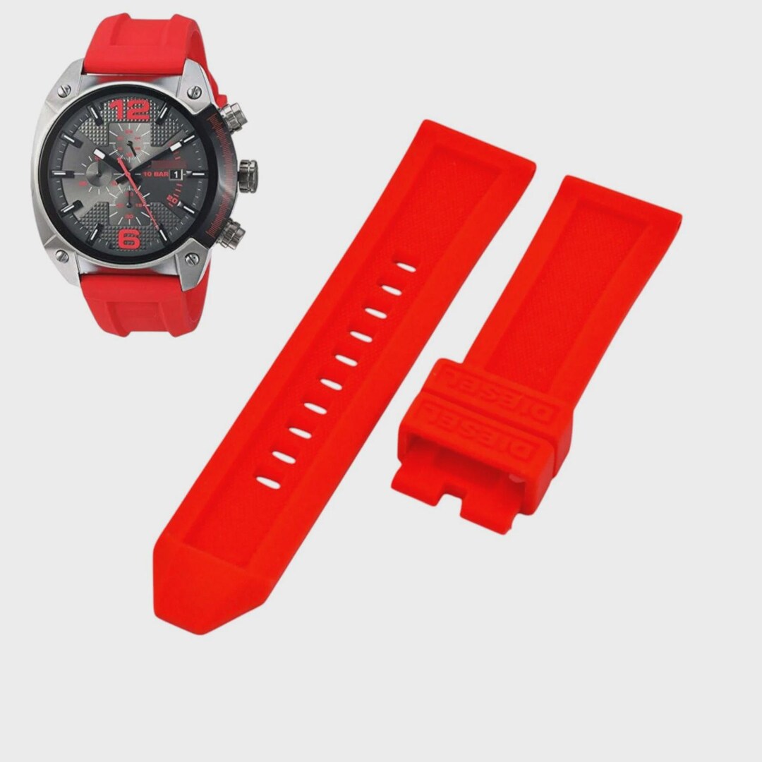Overflow DZ4481 24mm Red Rubber Watch Strap – Sport Replacement ...