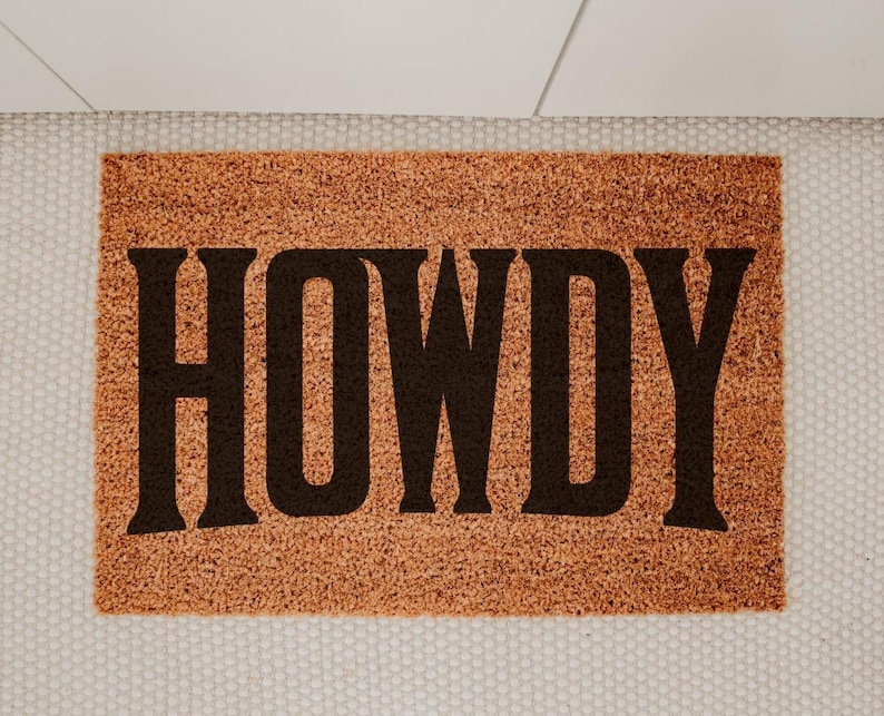 Howdy Doormat, Western Door Mat, Housewarming Gift, Welcome Mat, Texas ...