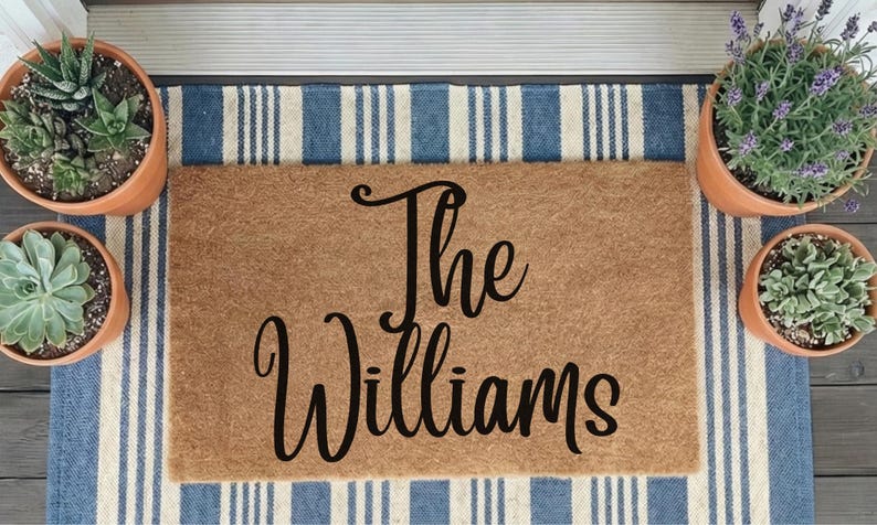 Housewarming Gift Home Decor, Personalized Door Mat With Family Name ...