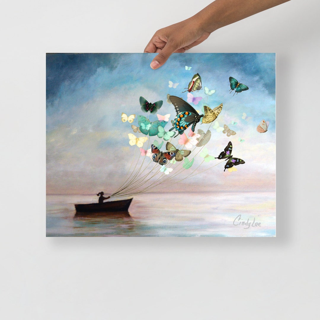 Butterflies Sailboat Art Print | Boat Print | Butterfly Beach Decor ...