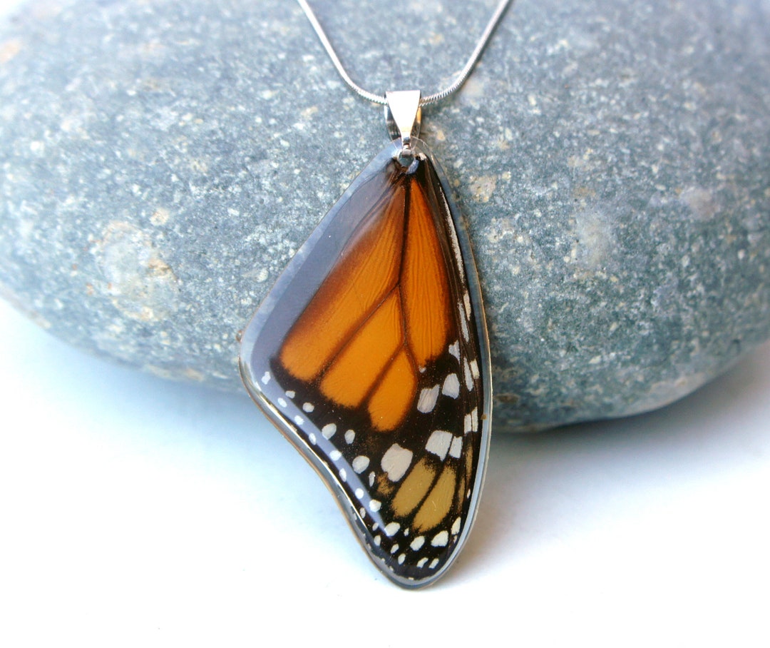 Real Monarch Butterfly Wing Necklace: Laminated or Resin Finish - Etsy