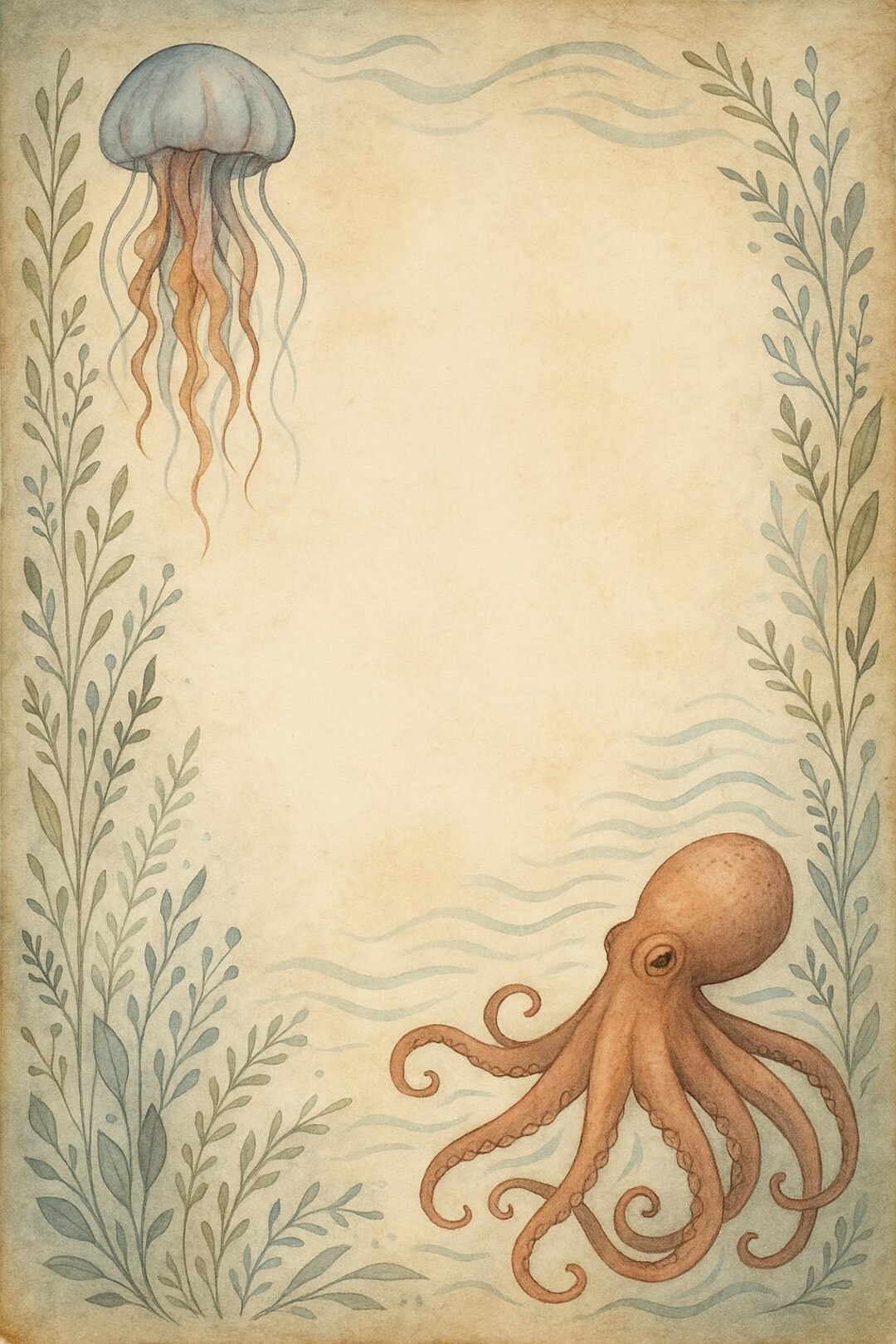 Jellyfish & Octopus Writing Page – Printable Letter Paper – A4 ...