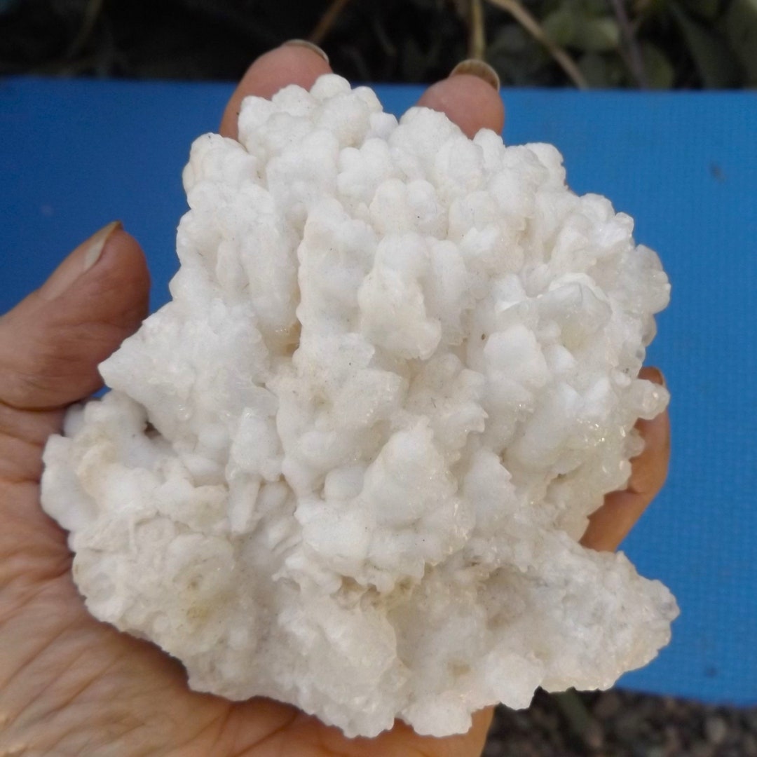 4" Raw White Calcite Flower Crystal Cluster, Mineral Specimen ...