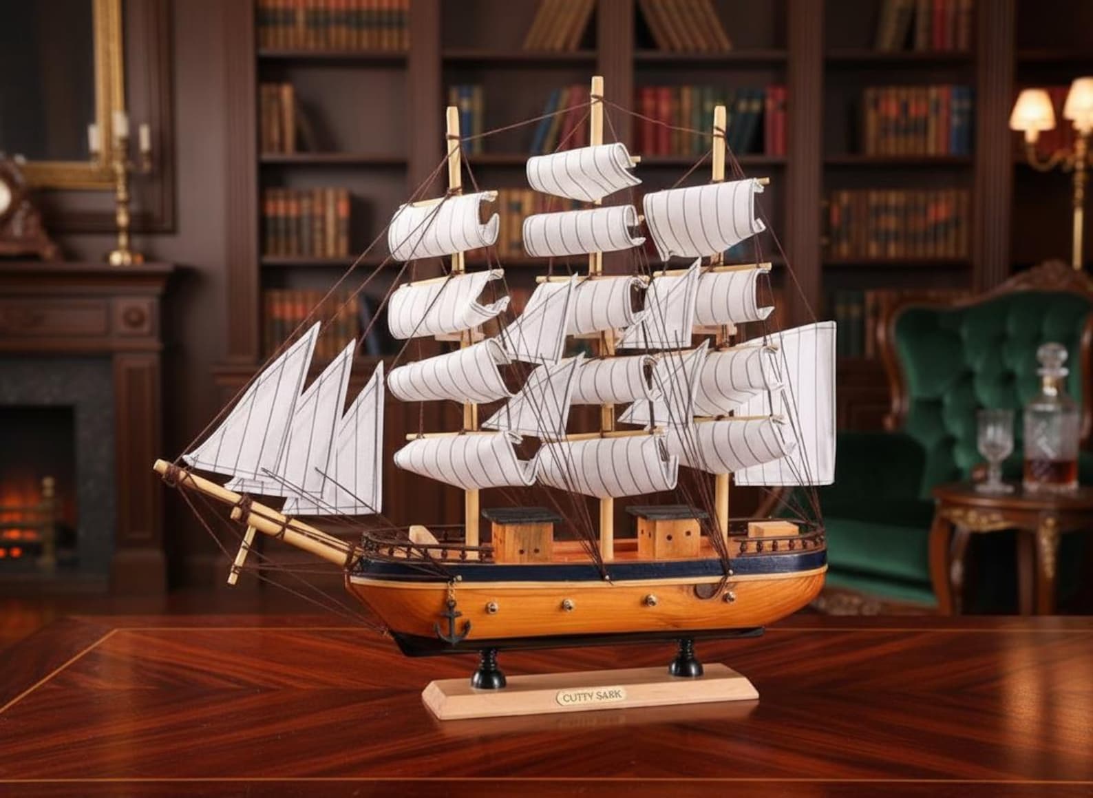 Handcrafted Wooden Sailing Ship Model / Nautical Home & Office Decor ...