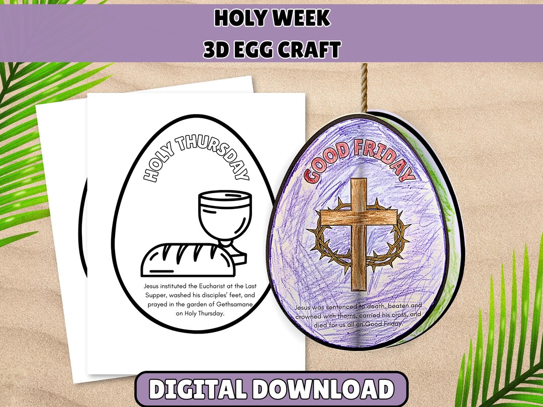 Holy Week Craft, 3D Easter Egg, Kids Cut and Paste Craft, Holy Week for ...