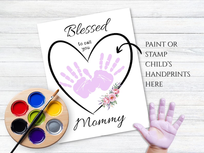 Blessed Mommy Mother's Day Handprint Art, Christian Sunday School ...
