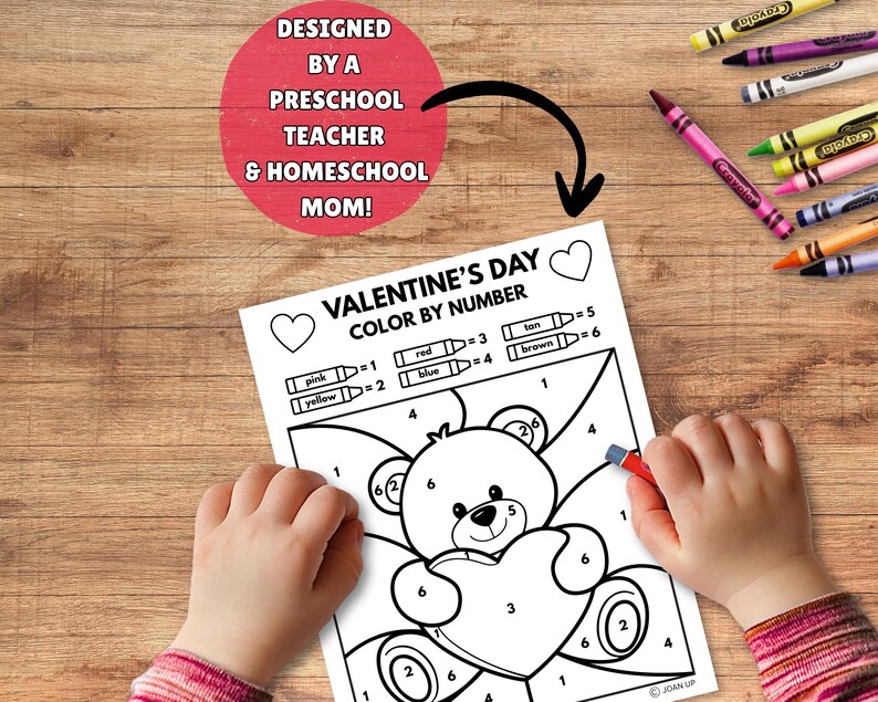 Valentine's Day Color by Number, Valentine Coloring Pages, Printable ...
