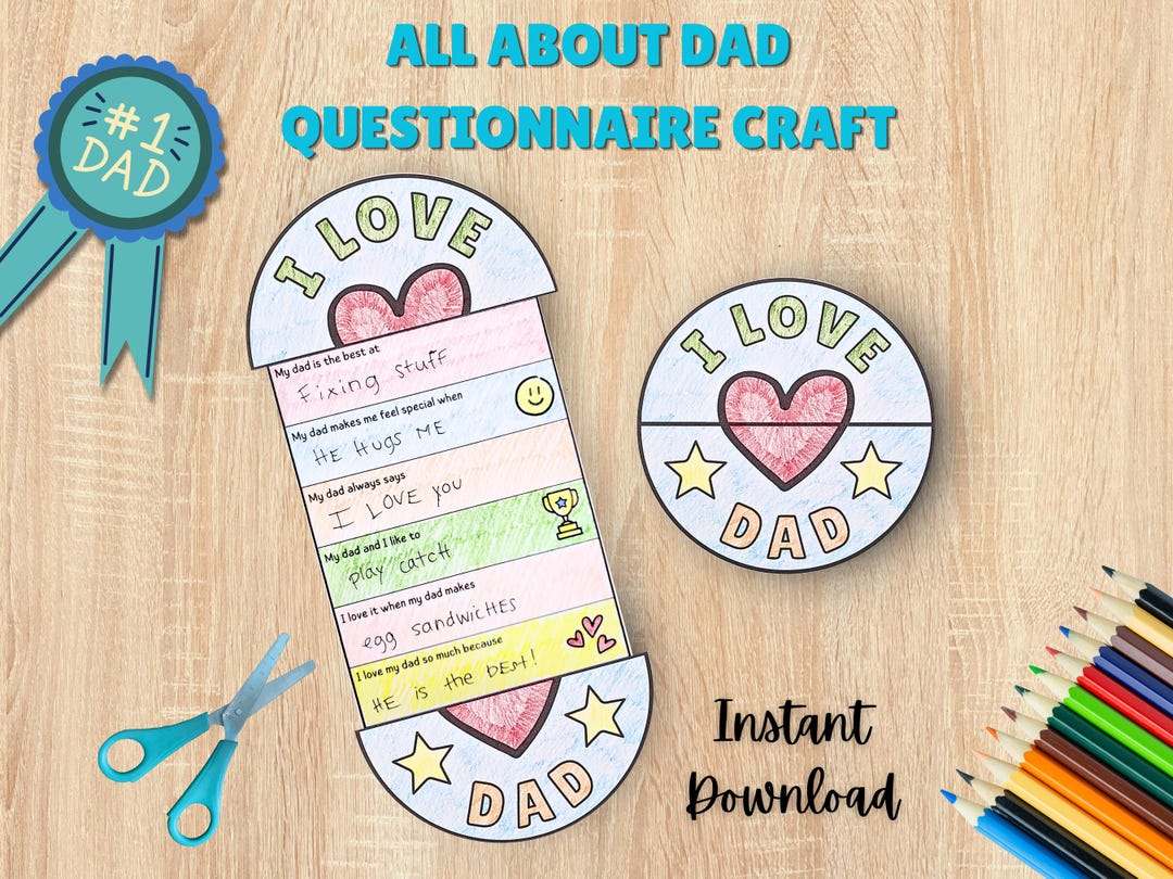 All About Dad Questionnaire Craft, Folding Surprise Cut and Paste Craft ...