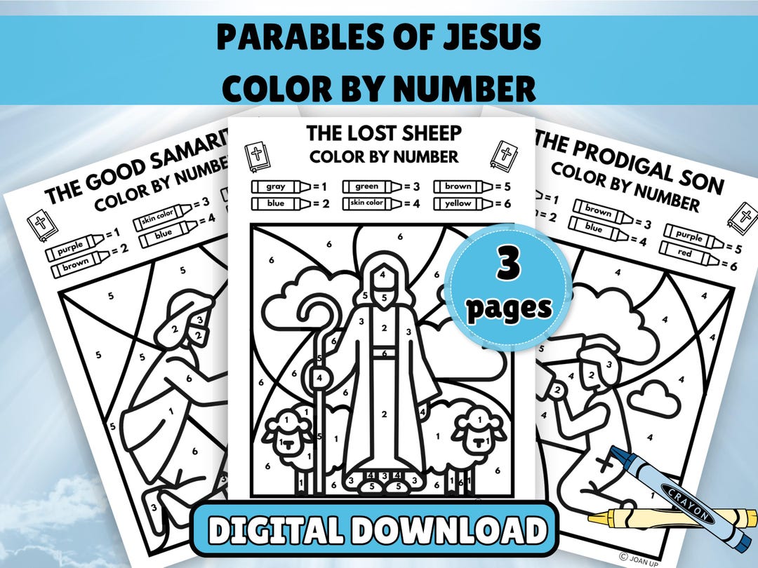 Bible Coloring Pages, Parables of Jesus Color by Number, Bible Activity ...