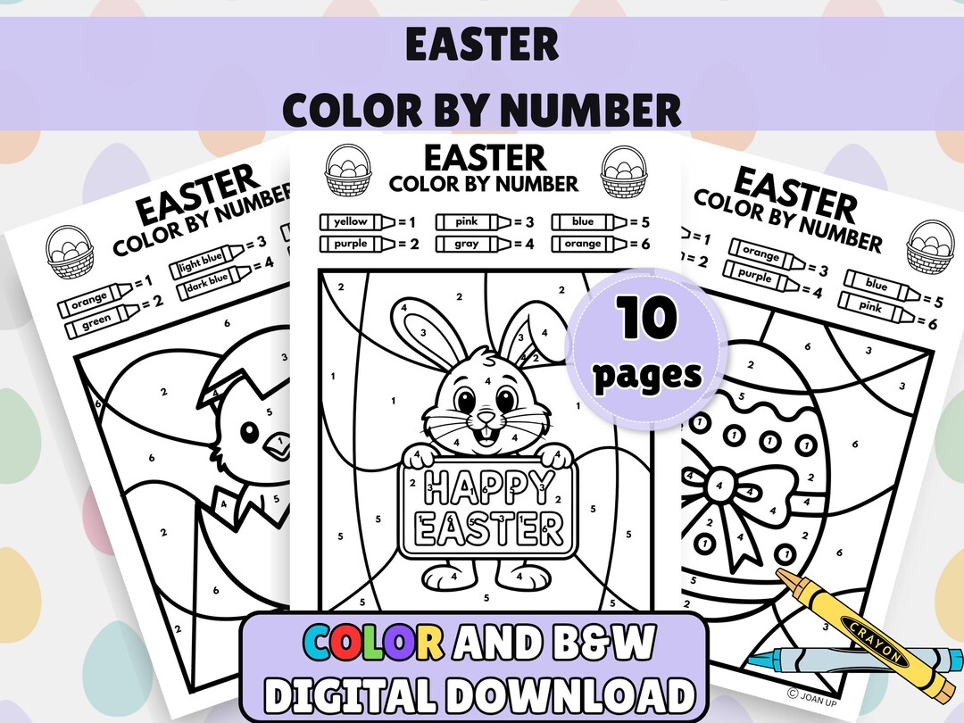 Easter Color by Number, Easter Coloring Pages, Preschool Kindergarten ...