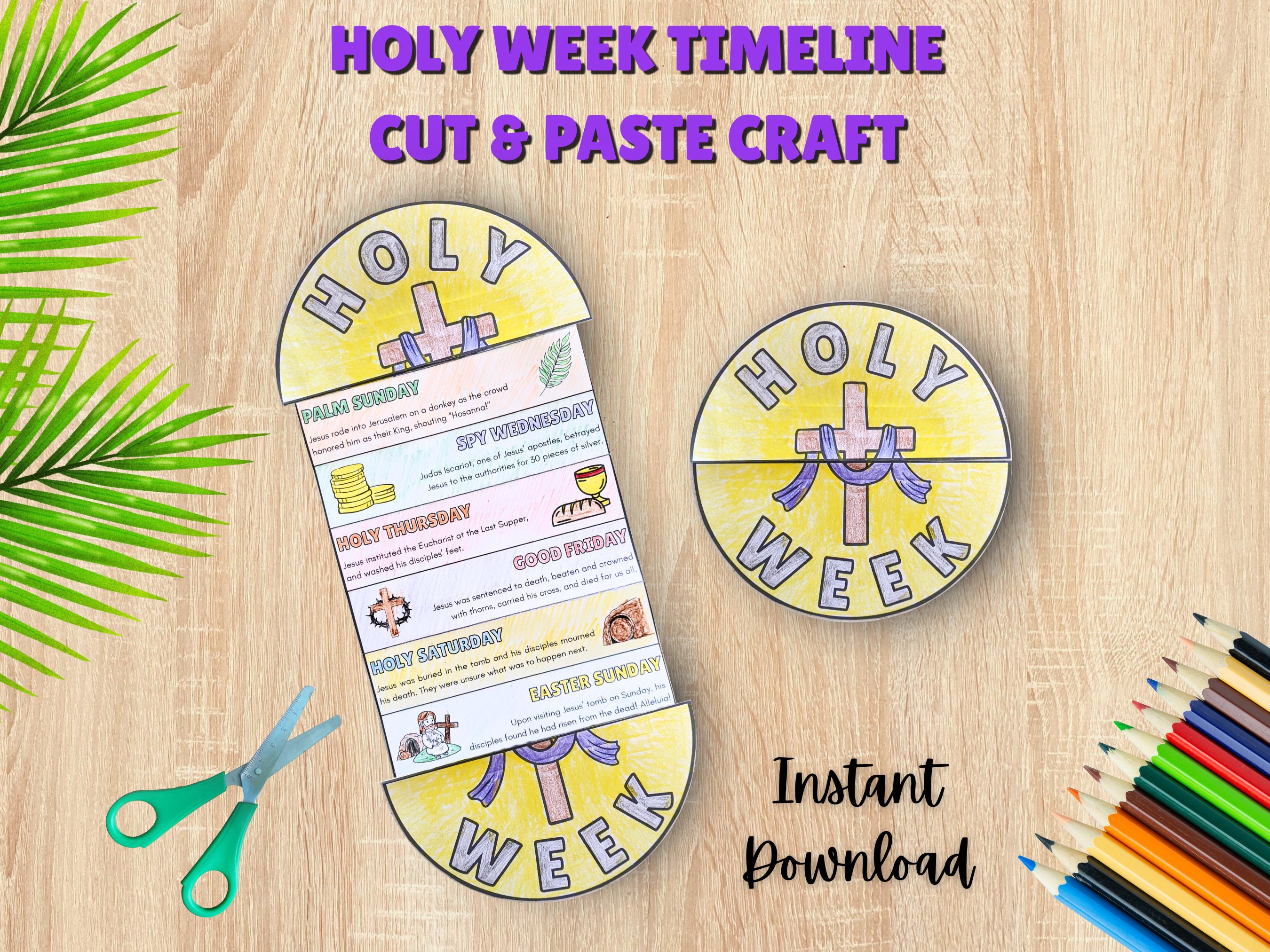 Holy Week Timeline Cut and Paste Craft, Folding Surprise Bible Craft ...