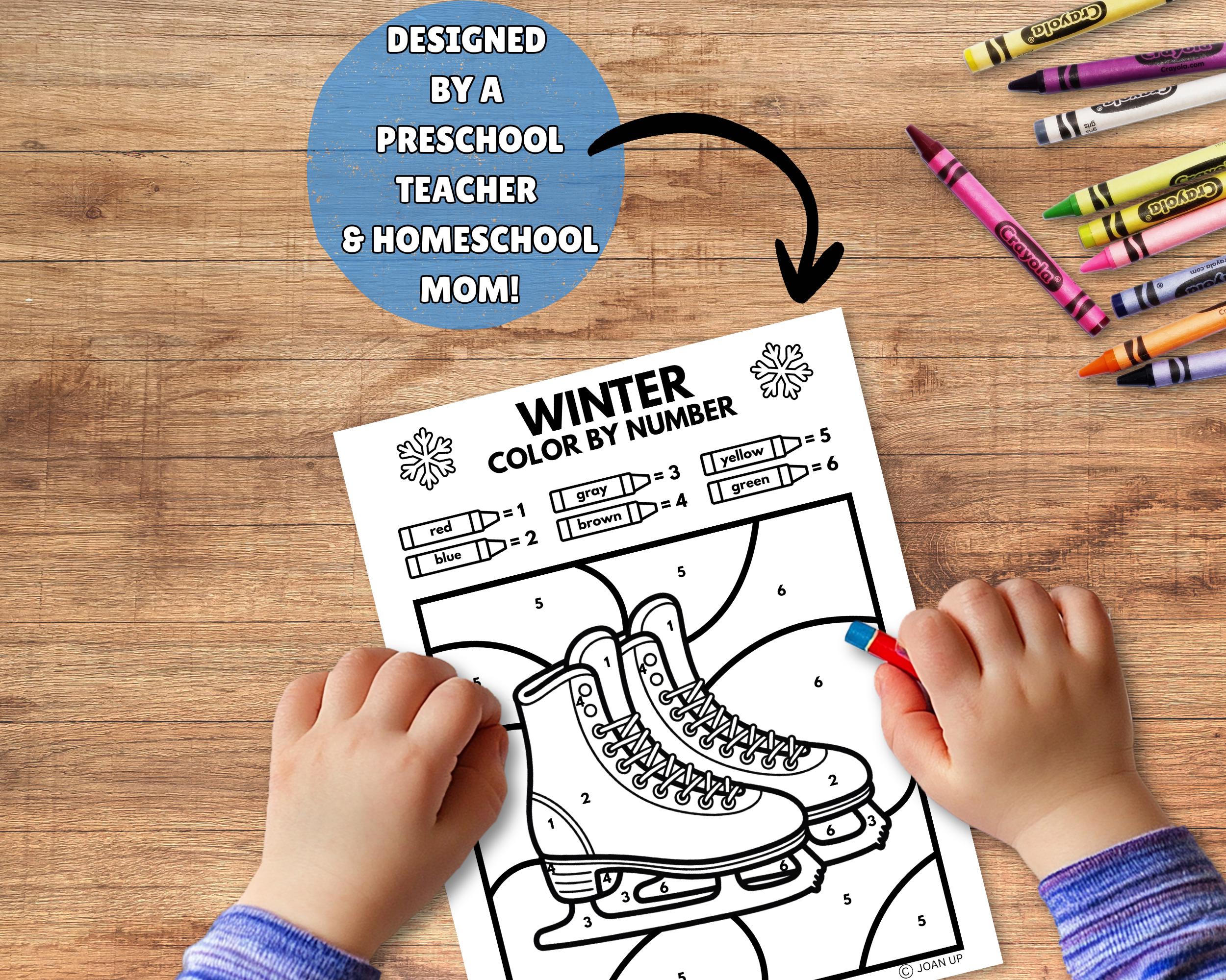 Winter Color by Number, Winter Coloring Pages, Winter Coloring Sheets ...