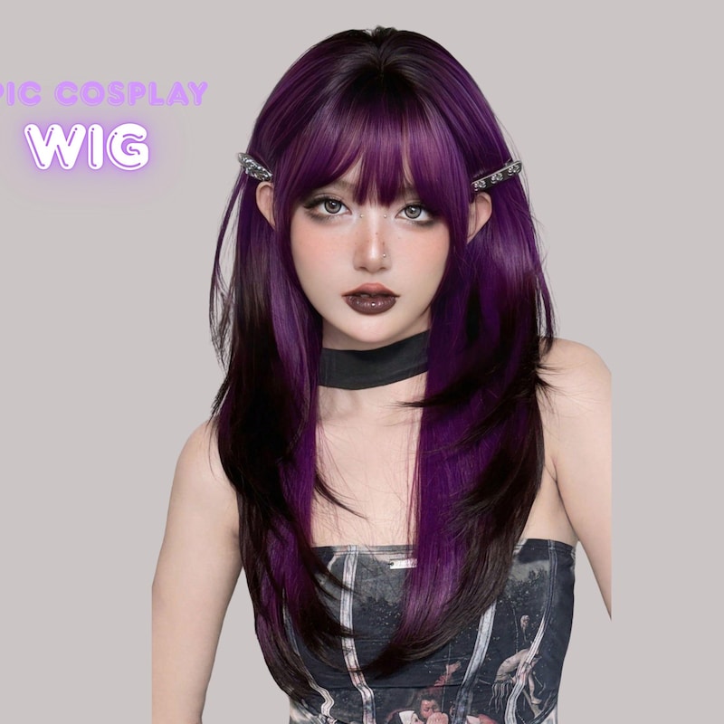 Black/purple Wigs - Etsy