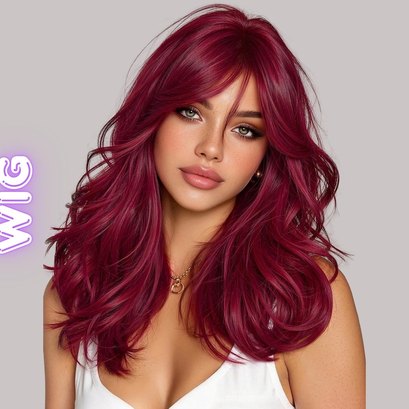 Burgundy Wigs Long - Etsy
