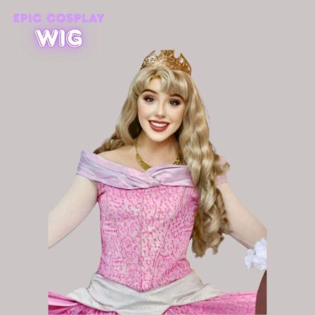 Long Brown Wavy Princess Wig With Bangs – Heat-resistant Cosplay Hair ...